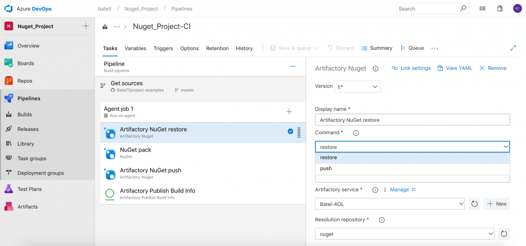NuGet Package Management in Azure DevOps Build Pipelines | JFrog Artifactory