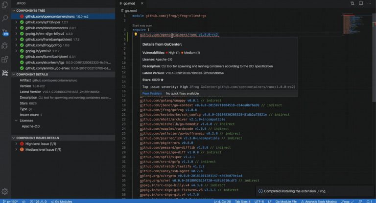 Identify Go Module Vulnerabilities Using VS Code IDE | JFrog GoCenter